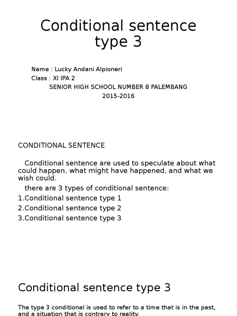 Conditional Sentence Type 3 | PDF
