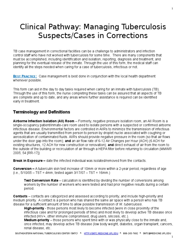 01CIM 01 - Clinical Pathway Managing TB Cases | PDF | Tuberculosis ...