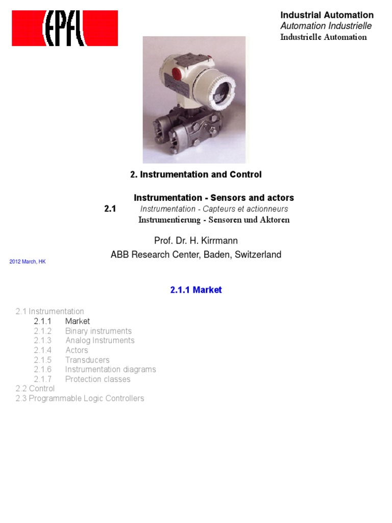 Industrial Automation: Sensors & Actuators | PDF | Instrumentation ...