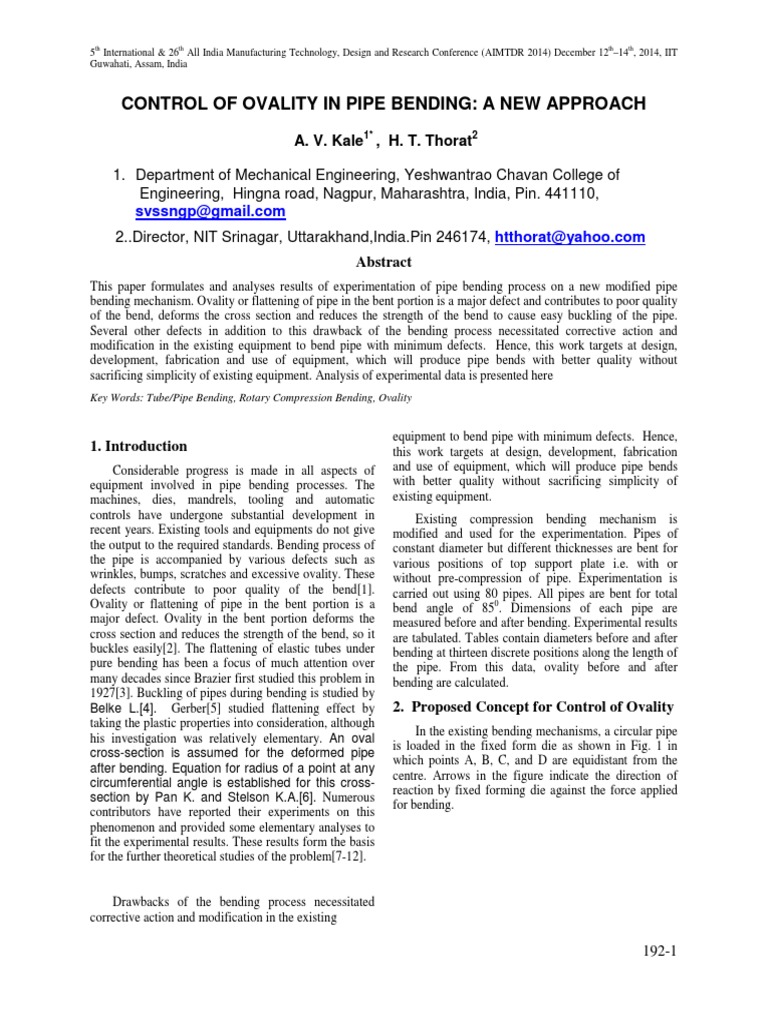 Control of Ovality in Pipe Bending | PDF | Bending | Buckling