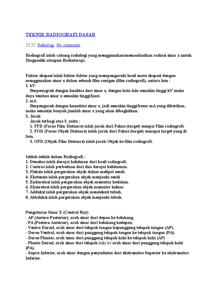 Teknik Radiografi Dasar 3 | PDF