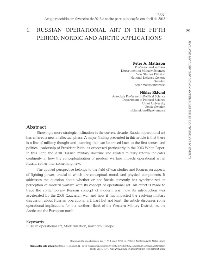 Russian Operational Art 2013 Revista 1 Artigo r1 | PDF | Battles | Military