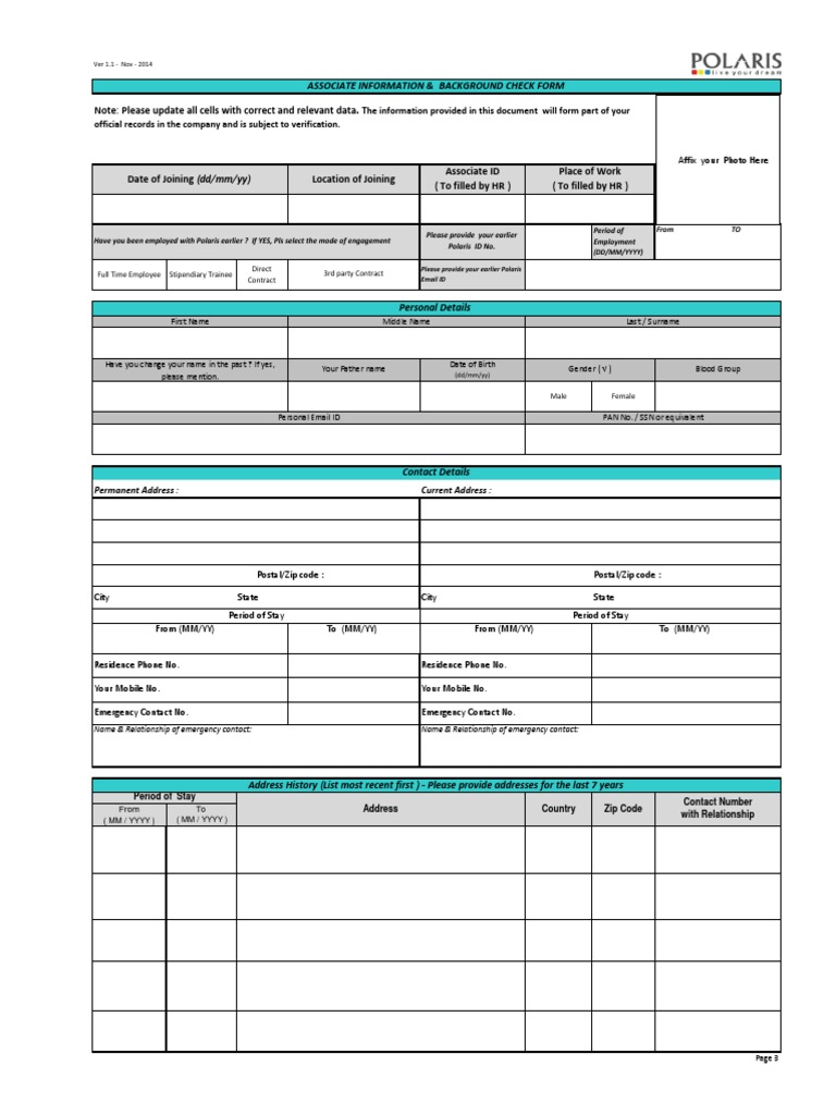 PCSL Employment Background Form | PDF | Social Institutions | Social ...