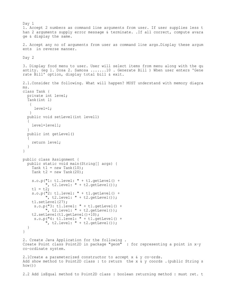 Core Java Assignments Pdf Method Computer Programming Java Programming Language