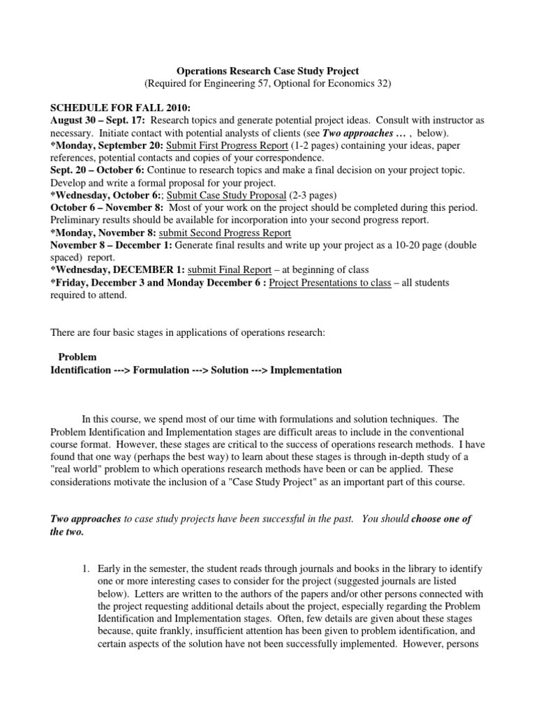 Operations Research Case Study | PDF | Case Study | Operations Research