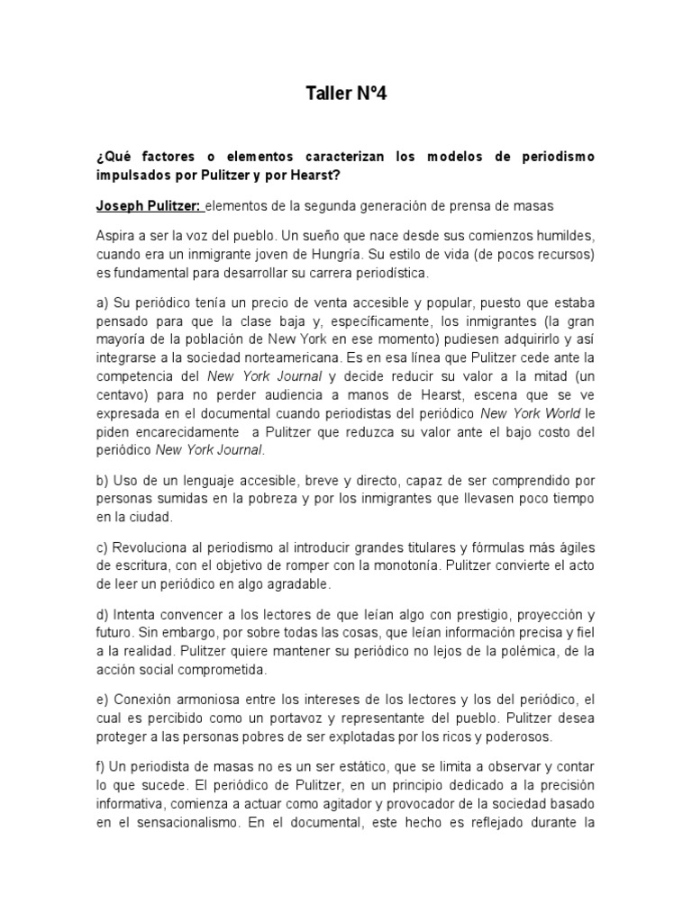 Pulitzer vs Hearst: Modelos de Prensa | PDF | Periodismo | Publicación
