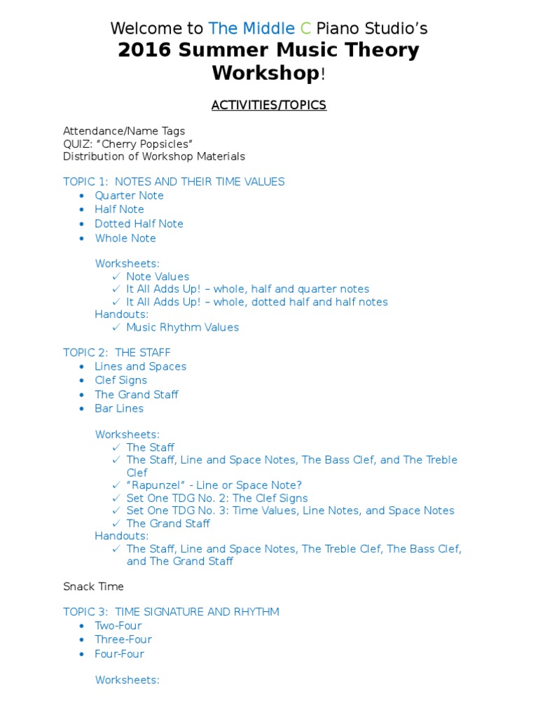 2016 Summer Music Theory Workshop | PDF | Art