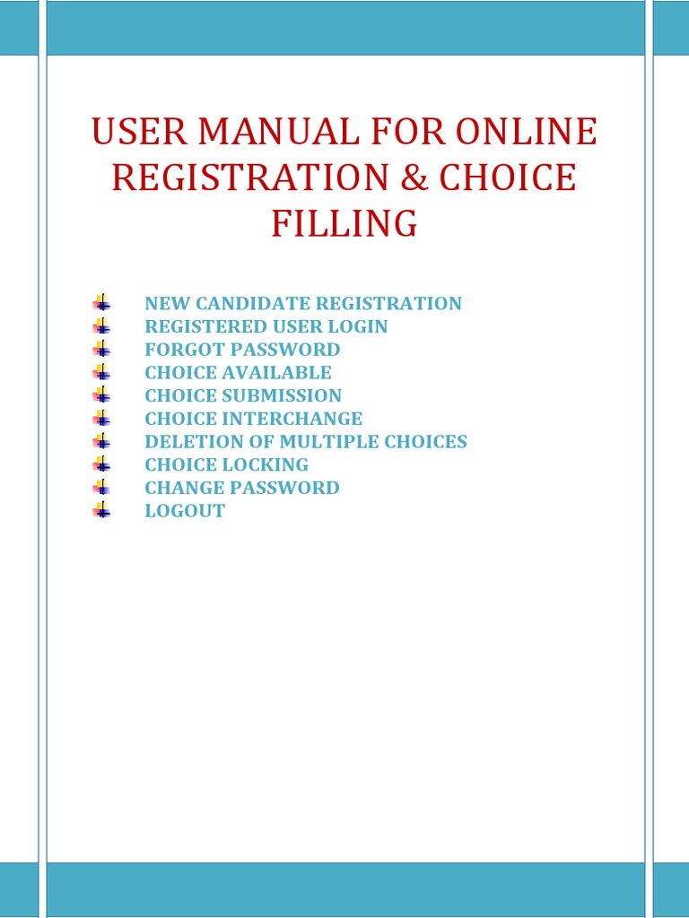User Manual For Online Registration & Choice Filling | PDF | Credential ...