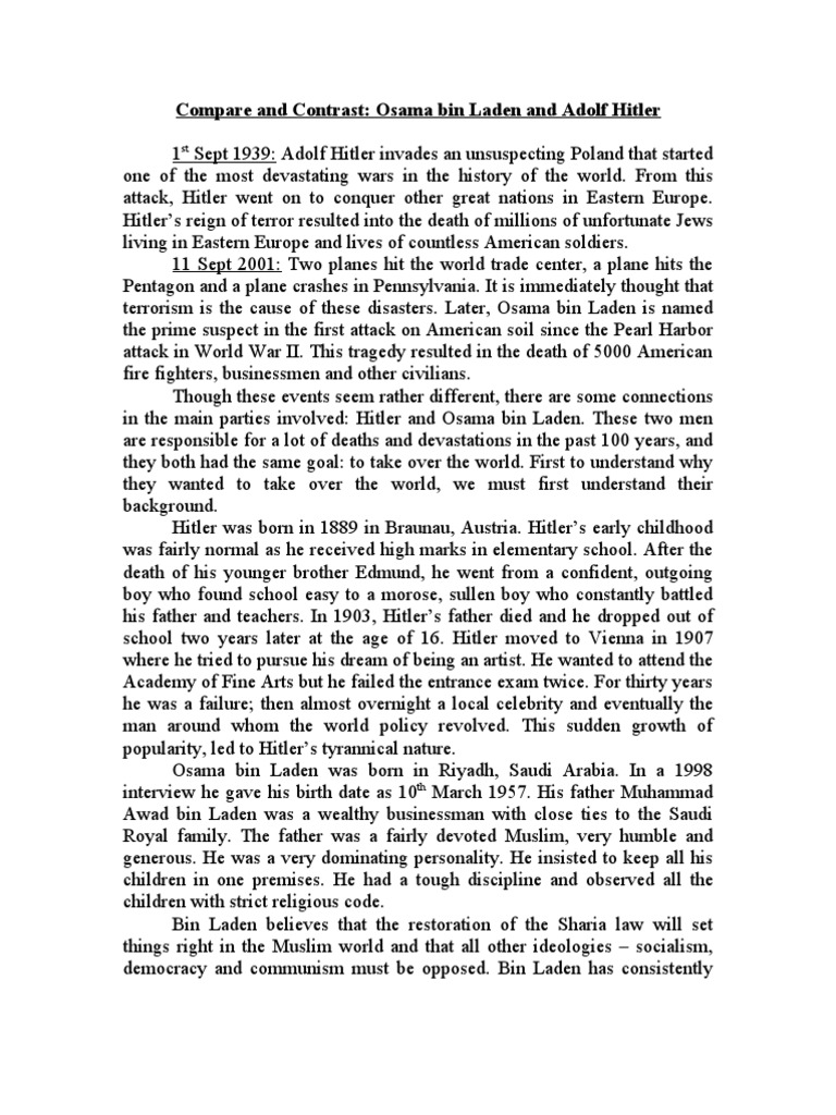 Hitler and Bin Laden: A Comparative Analysis | PDF | Osama Bin Laden ...
