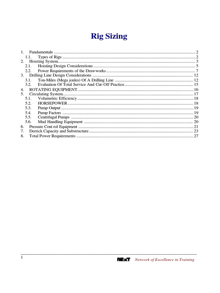 Rig Sizing - Text | PDF | Drilling Rig | Pump