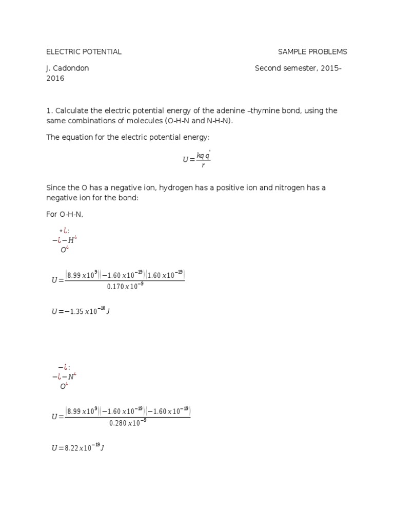 Electric Potential | PDF | Ion | Potential Energy
