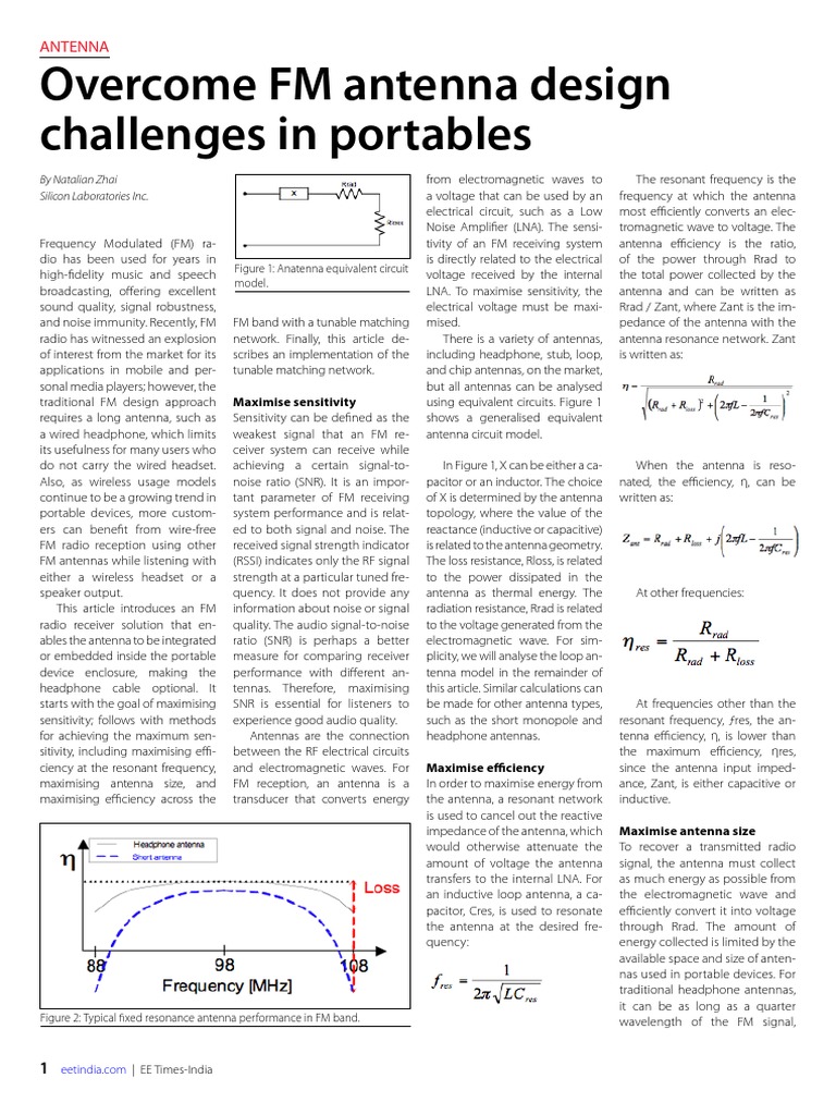 Overcome FM Antenna Design | PDF | Antenna (Radio) | Frequency Modulation