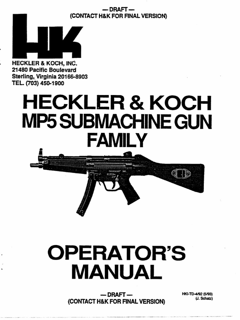 HK MP5 Submachine Gun Family Operator's Manual PDF | PDF
