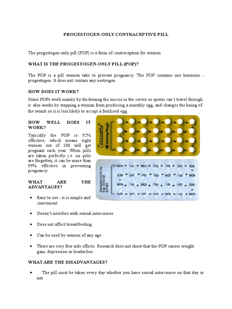 Progestogen-Only Contraceptive Pill | PDF | Combined Oral Contraceptive ...