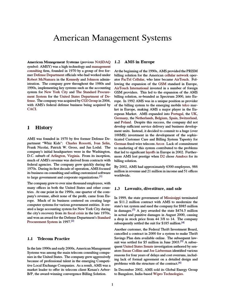 American Management Systems Overview | PDF | Business | Computing And ...