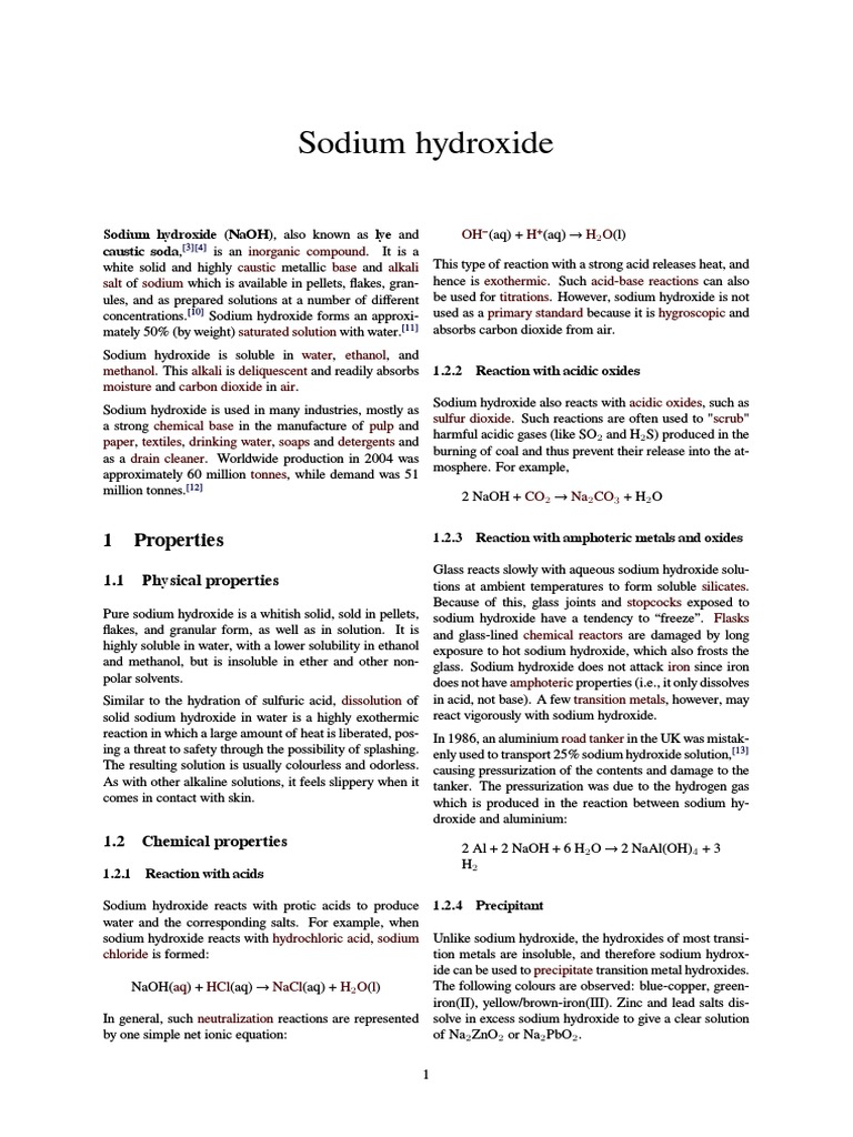 Sodium Hydroxide | PDF | Sodium Hydroxide | Hydroxide