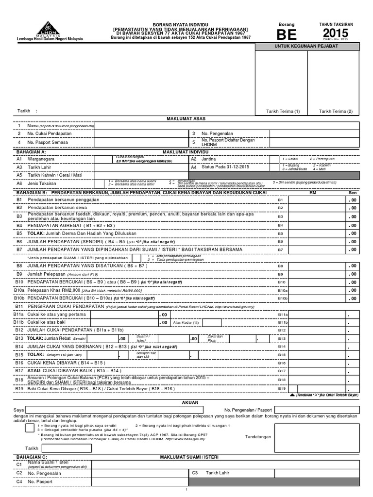 Borang BE 2015 1 | PDF