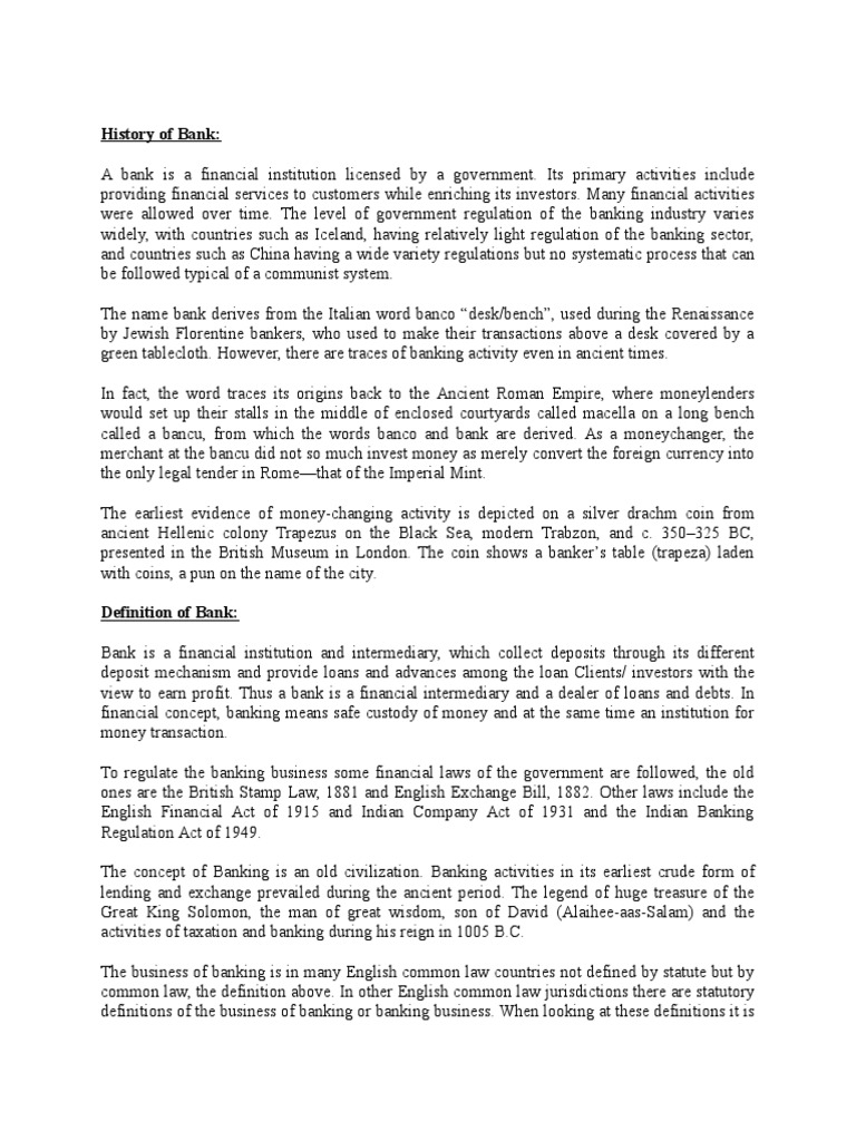History of Bank | PDF | Online Banking | Banks & Banking