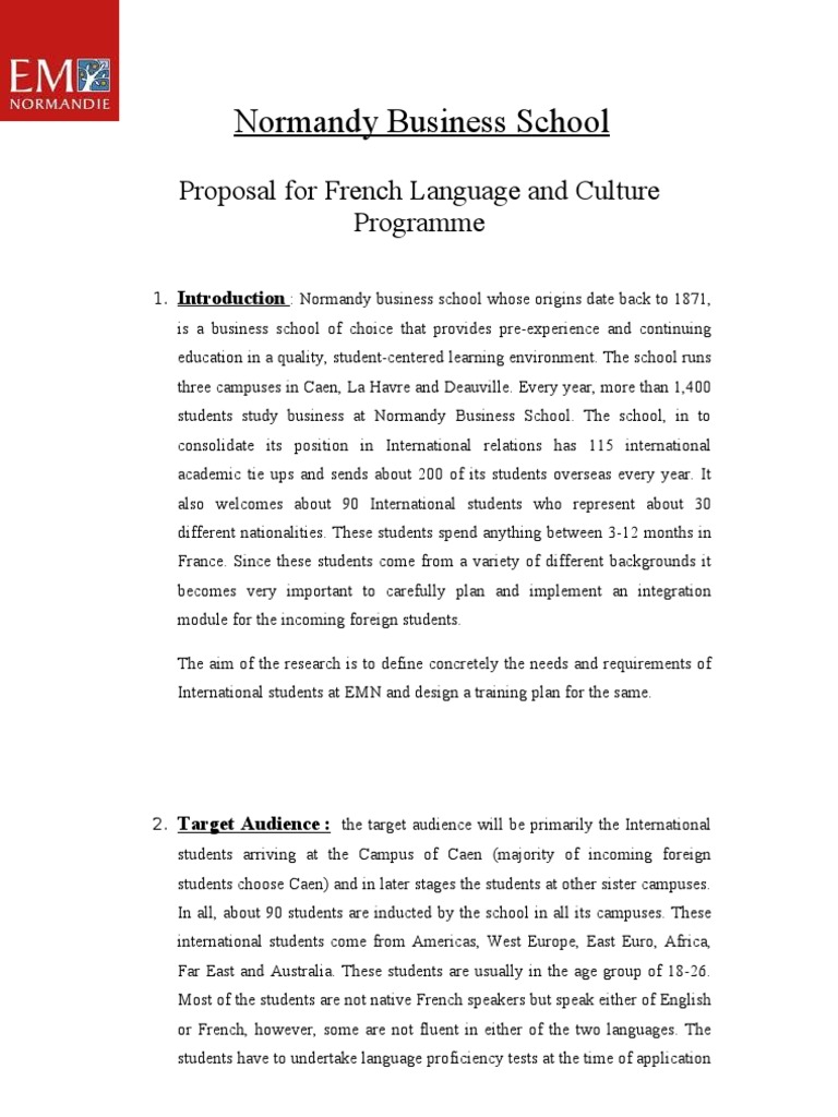 Proposal For A Research Project at Normandy Business School | PDF ...