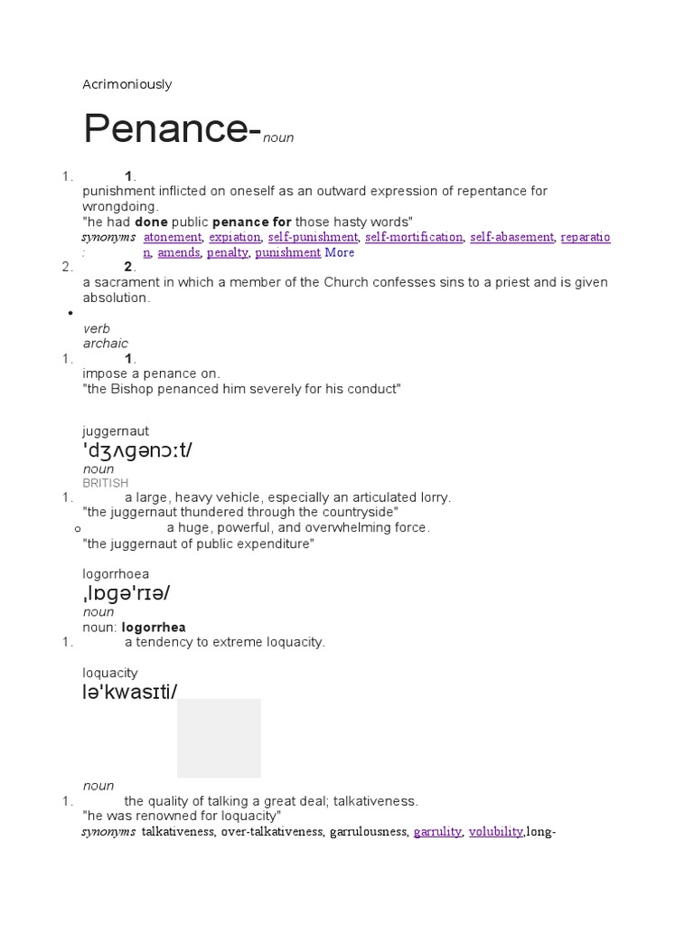 Penance-: Atonement Expiation Self-Punishment Self-Mortification Self ...