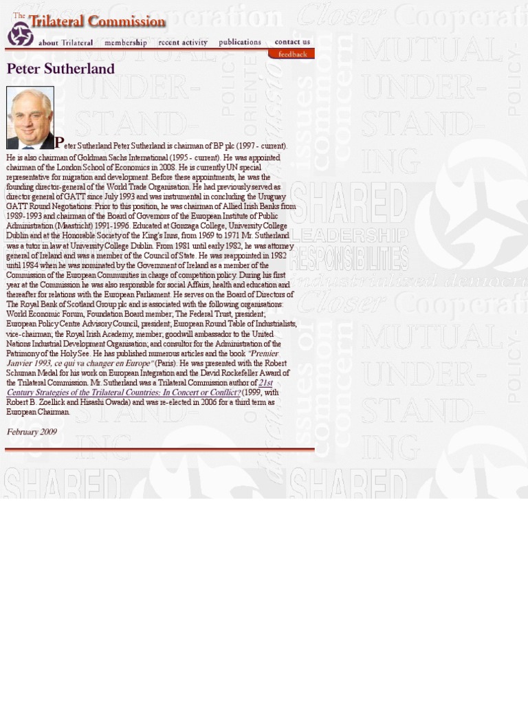 Peter Sutherland: Career Overview | PDF | Government