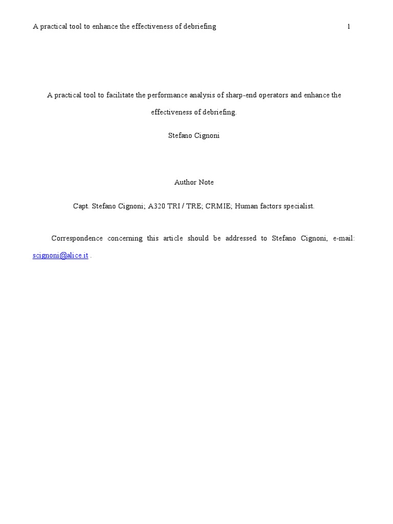 A Practical Tool To Facilitate The Performance Analysis of Sharp-End ...