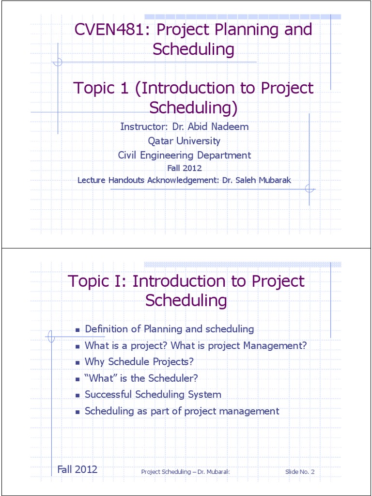 Topic 1 Introduction To Project Scheduling | PDF | Project Management ...