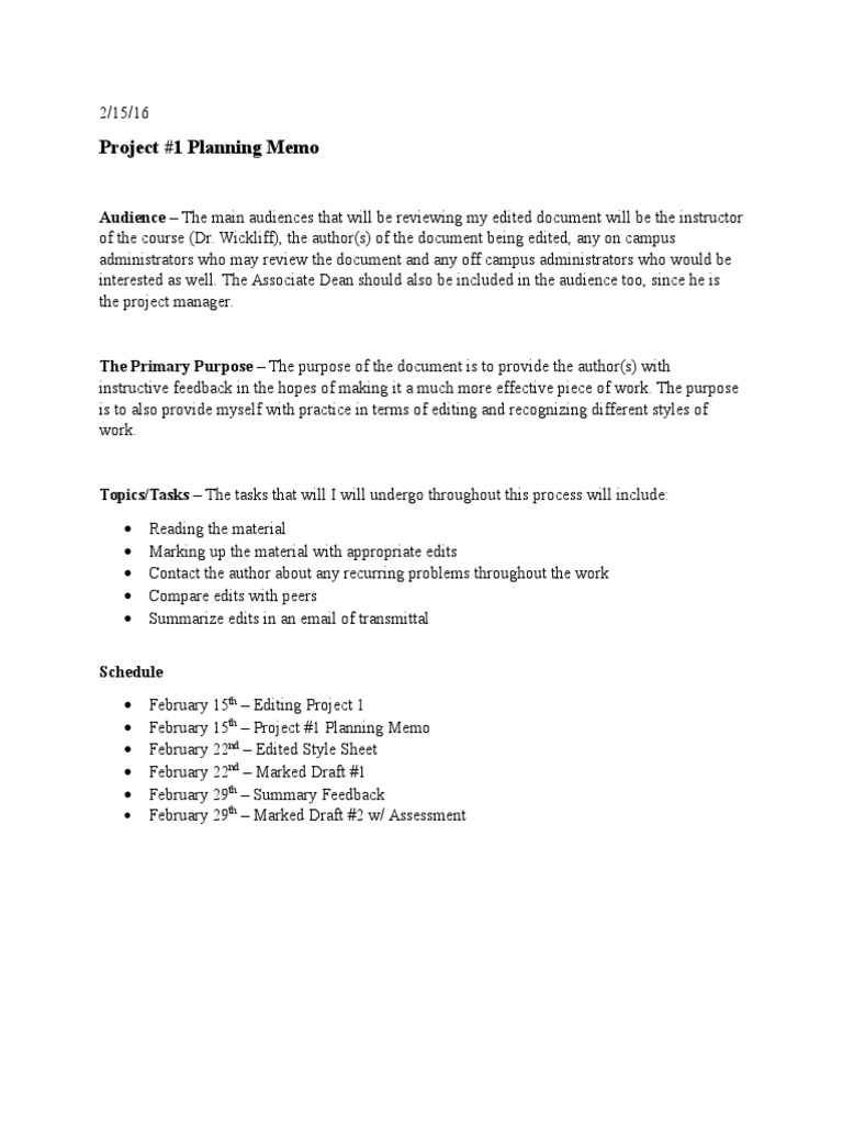 1 Planning Memo | PDF