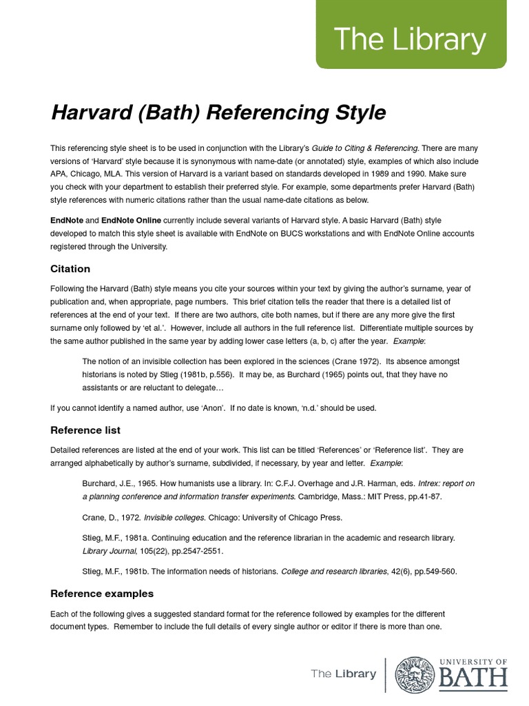 Harvard Bath | PDF | Citation | Publishing