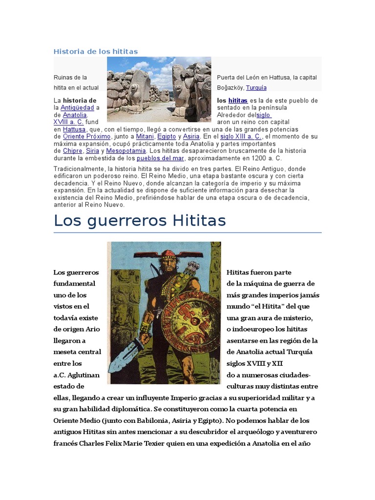 Historia de Los Hititas | Hititas | Anatolia