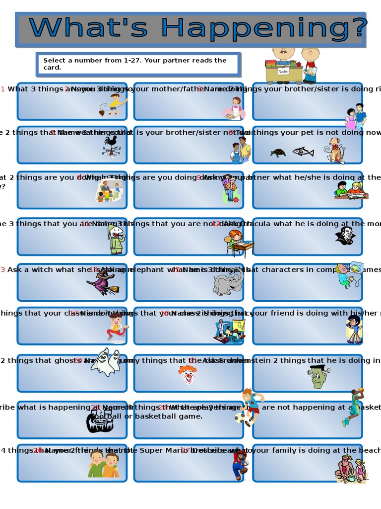 Present Continuous Conversation Cards | PDF