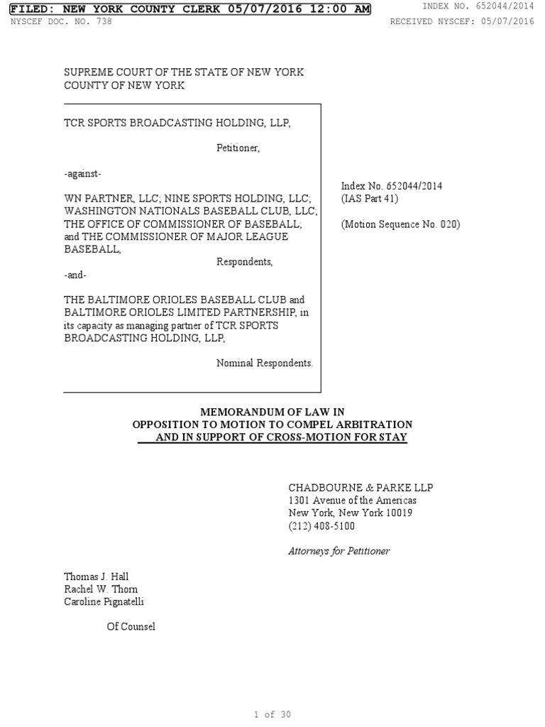 MASN's Opposition To The Motion To Compel Arbitration | Download Free ...