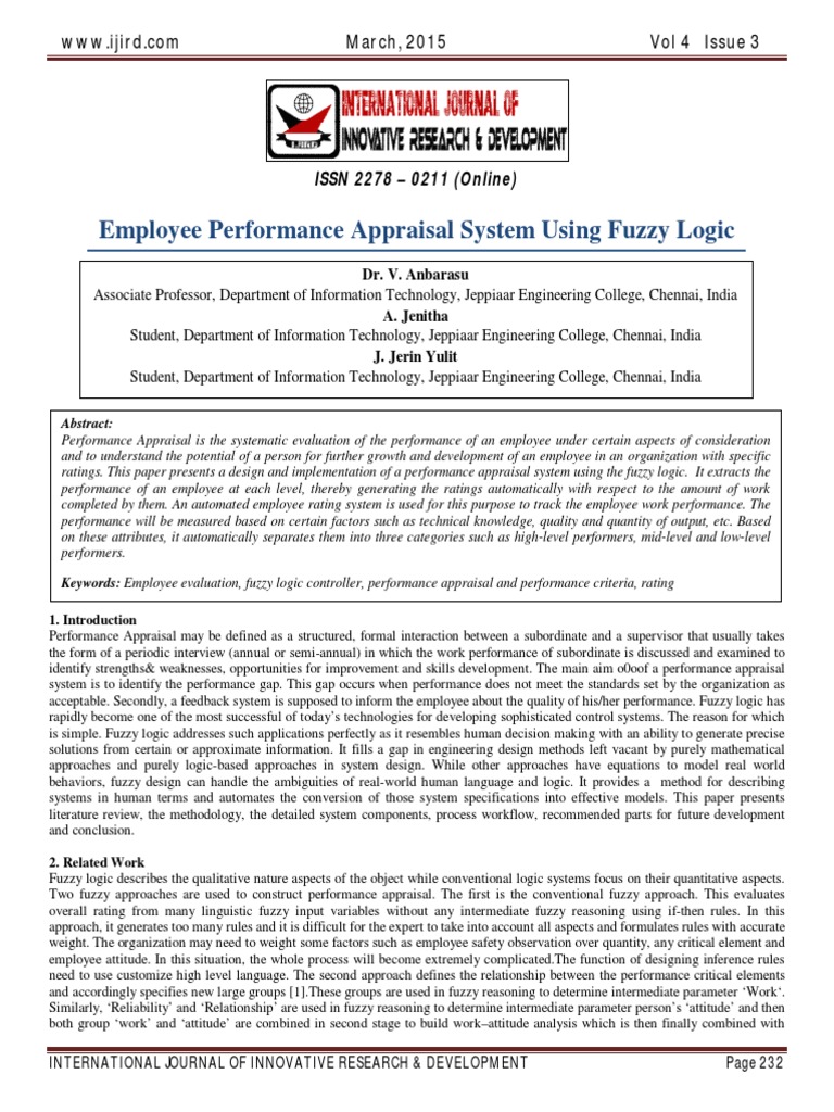 Employee Performance Appraisal System Using Fuzzy Logic | PDF | Performance Appraisal | Fuzzy Logic