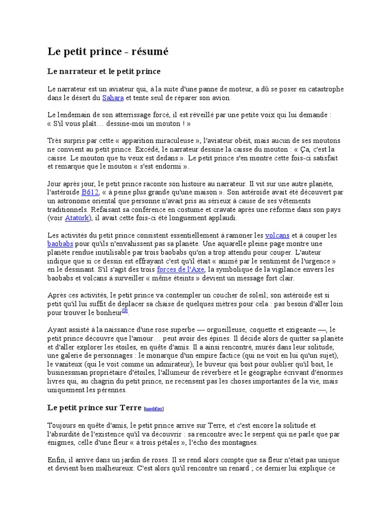 Le Petit Prince Resume | PDF | Le Petit Prince