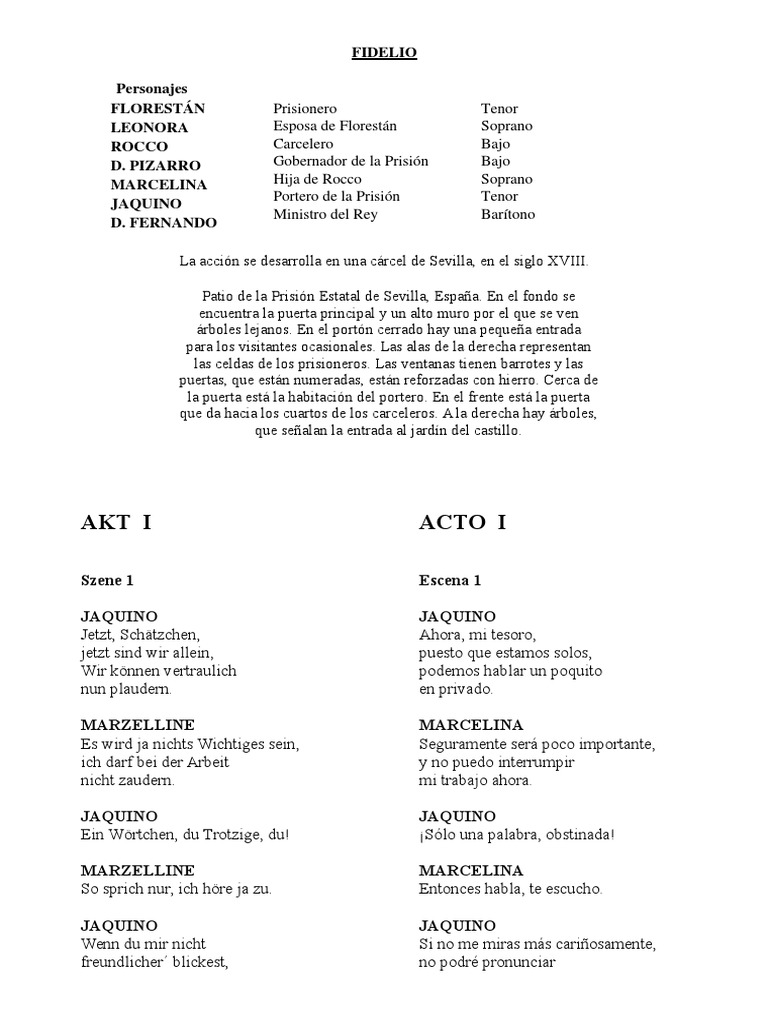 Libretto de Fidelio de Beethoven | PDF | Ópera | Composiciones