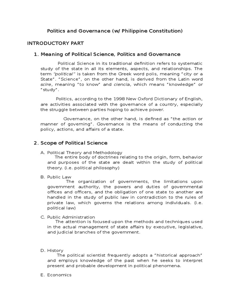 Political Law Notes | PDF | Political Science | Constitution