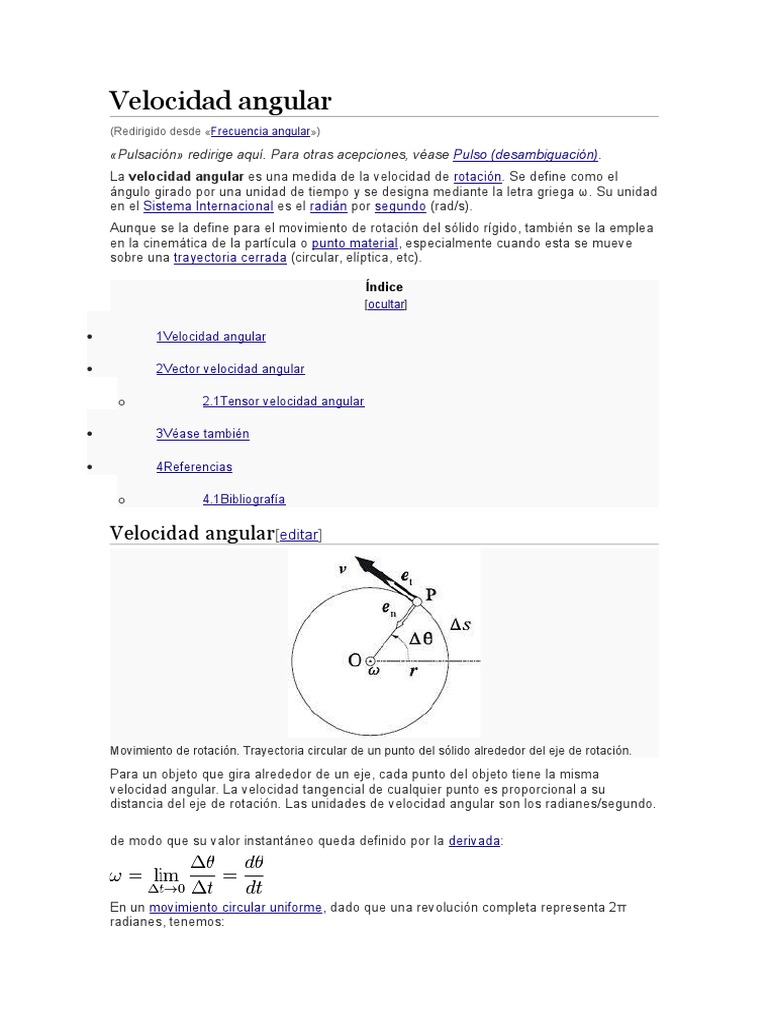 Velocidad Angular | PDF | Aceleración | Fuerza