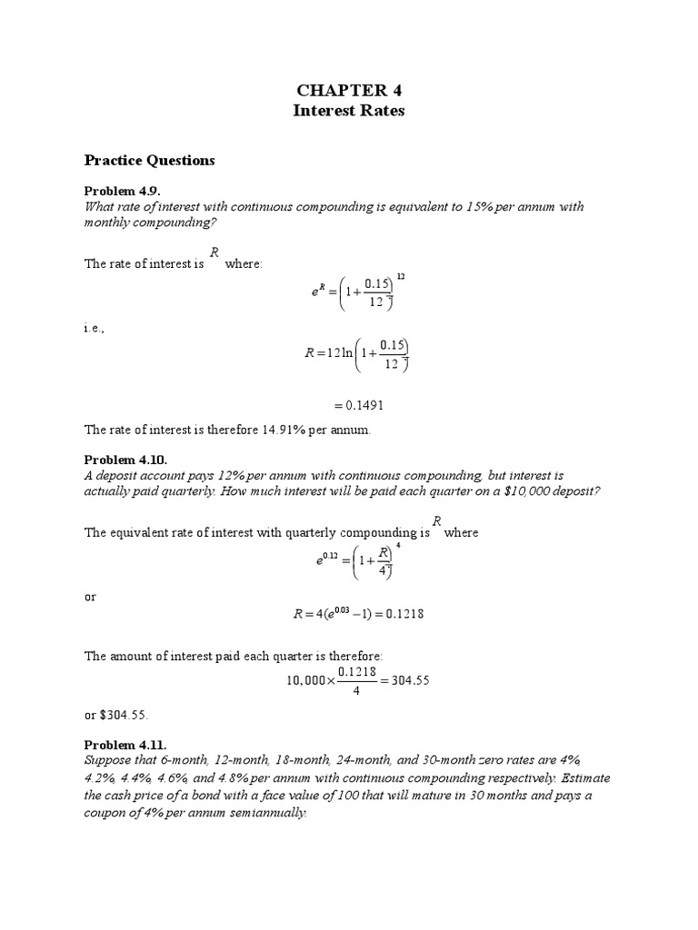 Interest Rates: Practice Questions | PDF