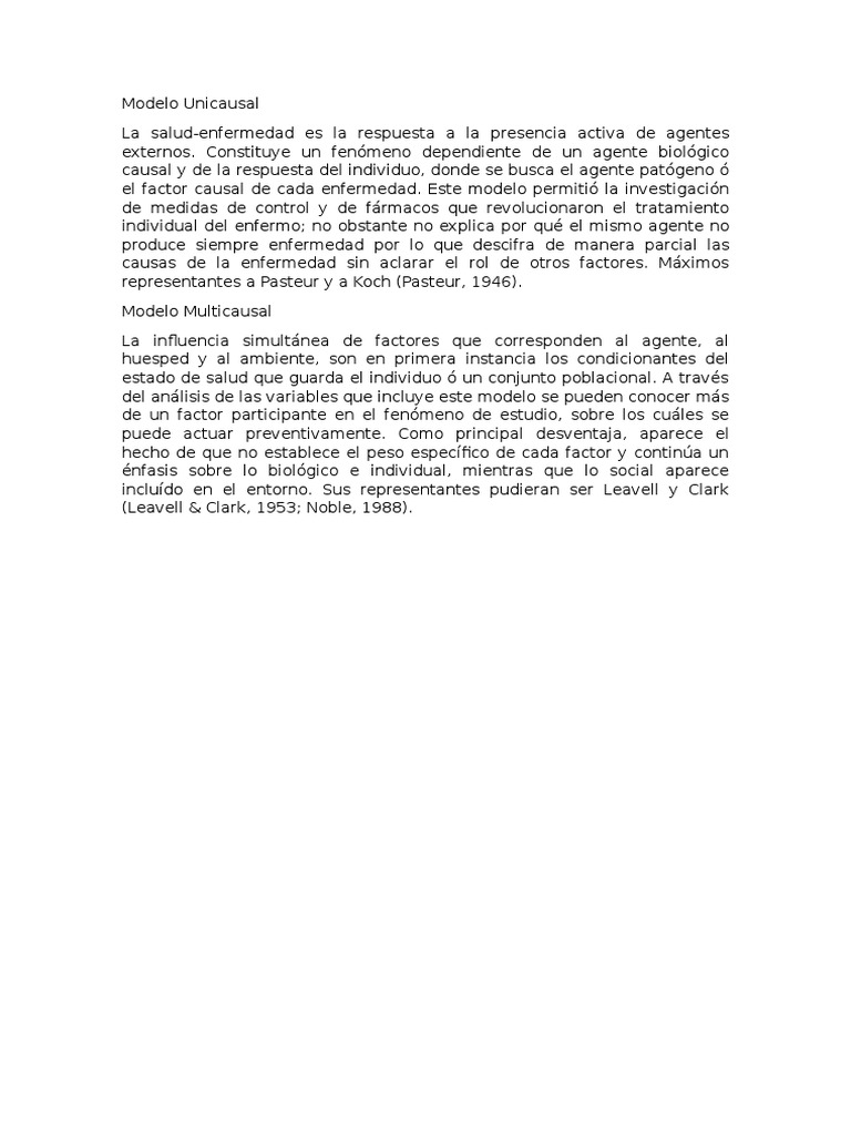 Modelo Unicausal y Muticausal SALUD PUVBLIUCA | PDF