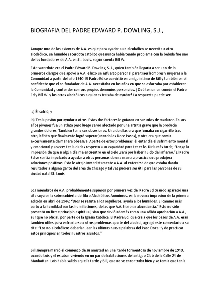 Biografía del Padre Ed Dowling, S.J. | PDF | Bill W. | Sociedad de jesus