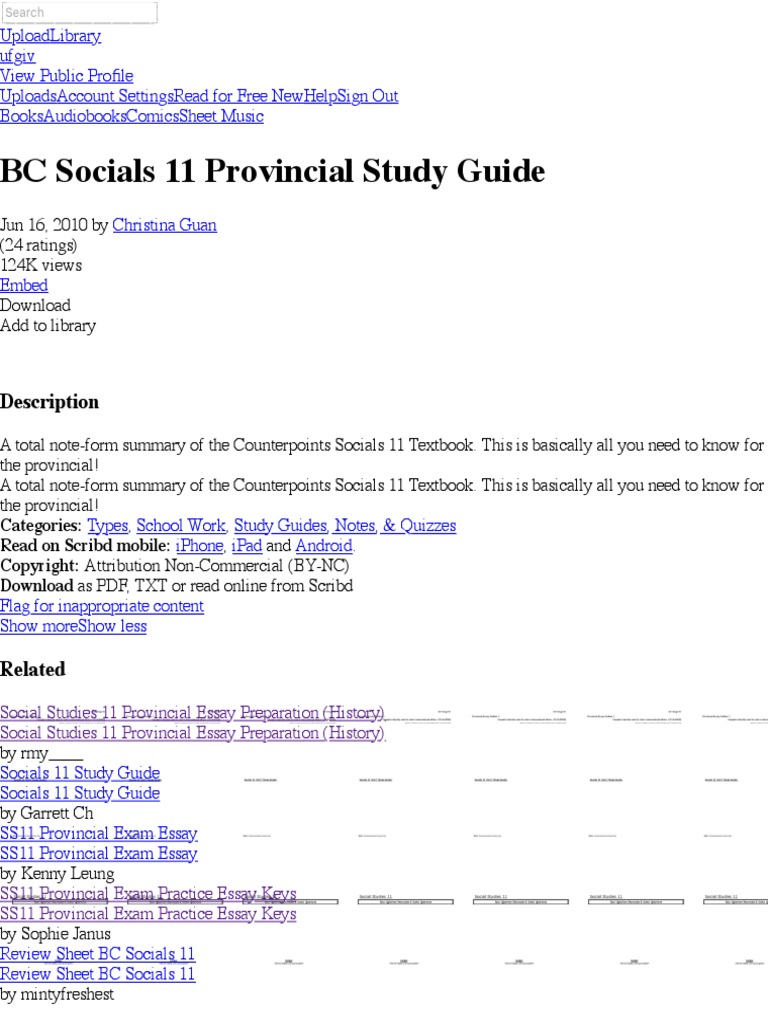 BC Socials 11 Provincial Study Guide | PDF | Computing And Information ...