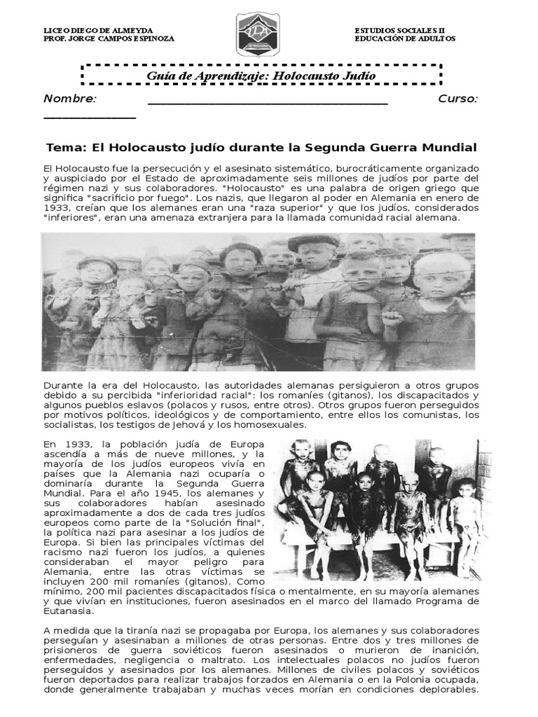 Guía de Aprendizaje Segunda Guerra Mundial EL Holocausto | PDF ...