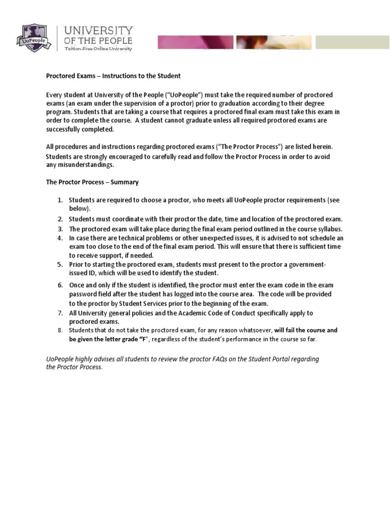 Proctoring Exams Instuctions To Student | PDF | Email | Test (Assessment)