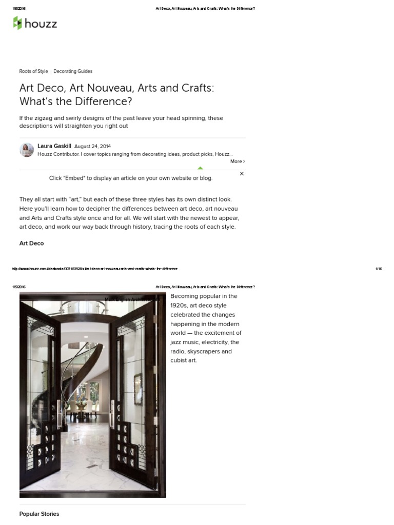 Art Deco, Art Nouveau, Arts and Crafts - What's The Difference | PDF ...