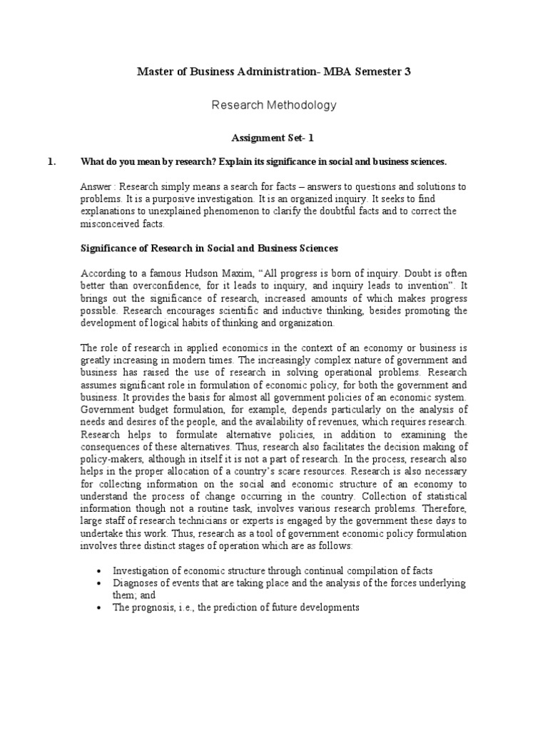 Master of Business Administration-MBA Semester 3: Research Methodology ...