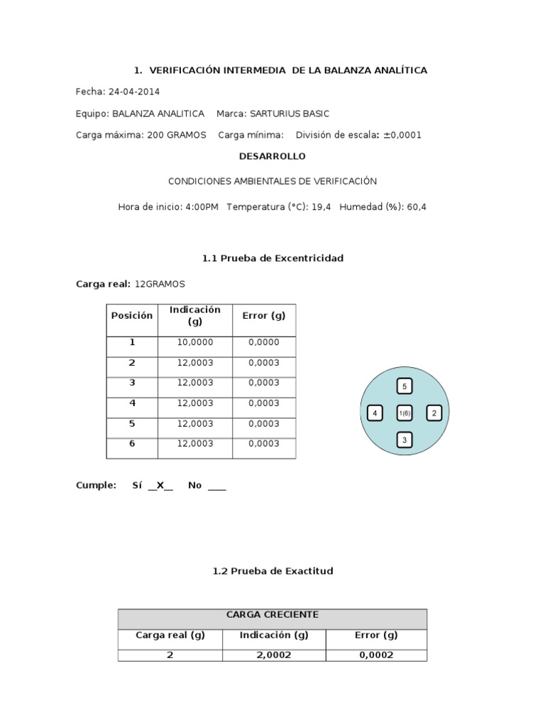 Verificación de Excentricidad en Balanzas | PDF
