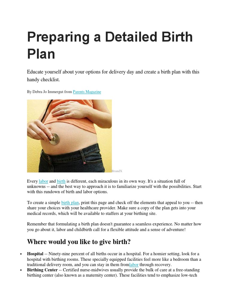 Preparing A Detailed Birth Plan | PDF | Circumcision | Childbirth