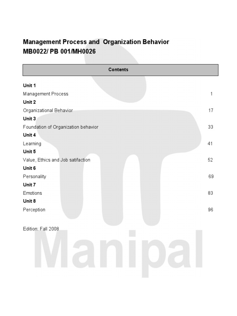 Management Process and Organization Behavior | Download Free PDF ...