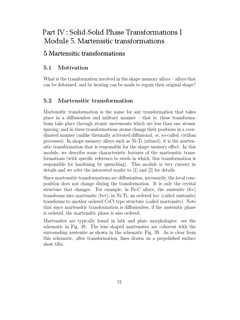 Part IV: Solid-Solid Phase Transformations I Module 5. Martensitic ...