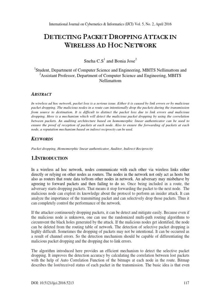 Detecting Packet Dropping Attack in Wireless Ad Hoc Network | PDF ...